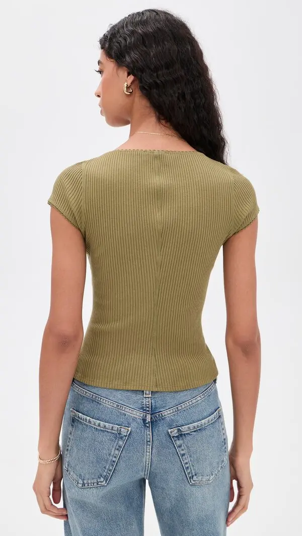 Free People Ribbed Button-down Cardigan - Green