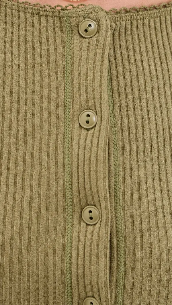 Free People Ribbed Button-down Cardigan - Green