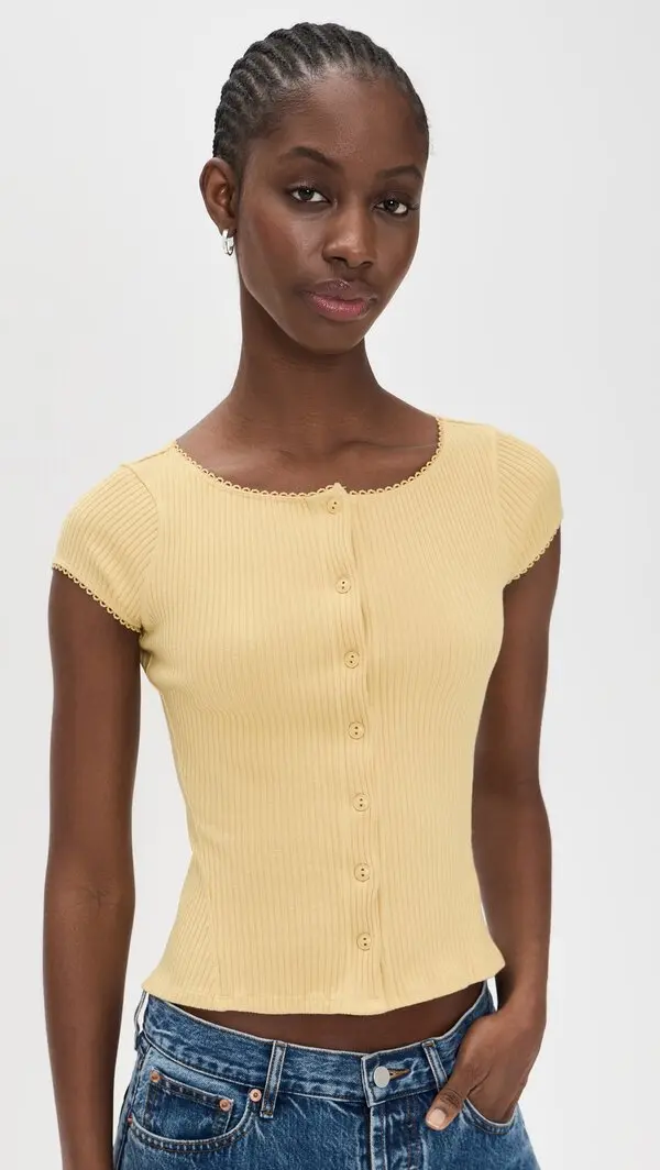 Free People Ribbed Button-down Cardigan