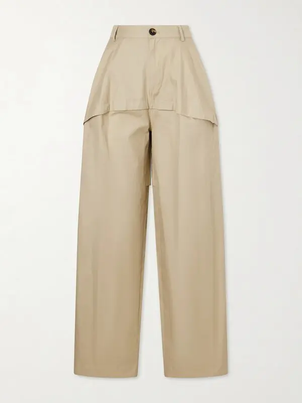 Loewe Paula's Ibiza Paneled Cotton Gabardine Wide-leg Pants - Neutrals