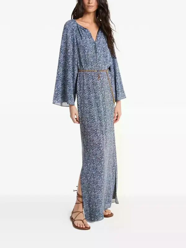 Michael Kors Floral Print V-neck Kaftan - Blue