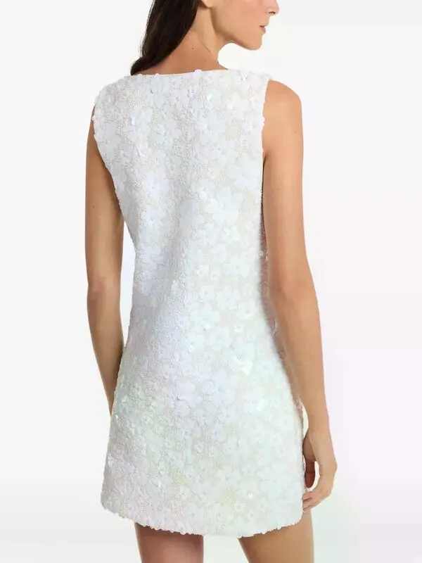 Michael Kors Sequin-embellished Floral-appliqué Sleeveless V-neck Dress