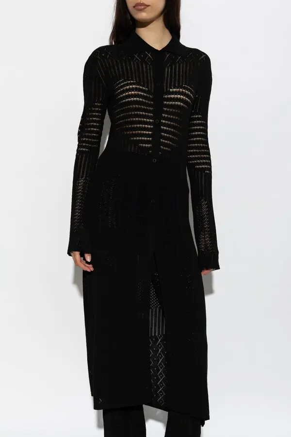 AKEP Long-sleeve Openwork Knit Cardigan