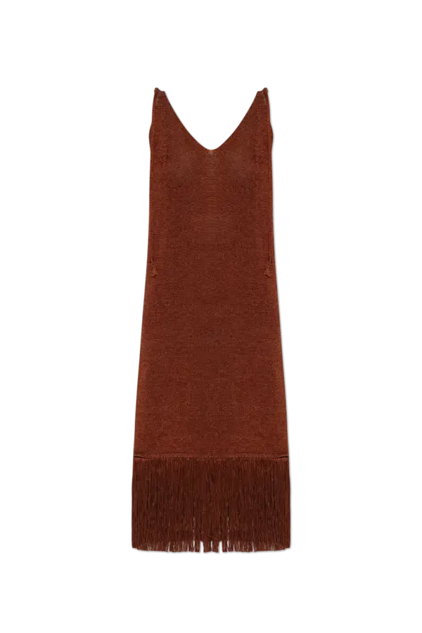 AKEP Fringe-trimmed Midi Dress