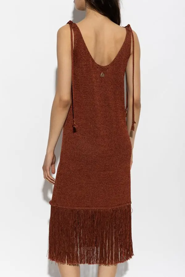 AKEP Fringe-trimmed Midi Dress