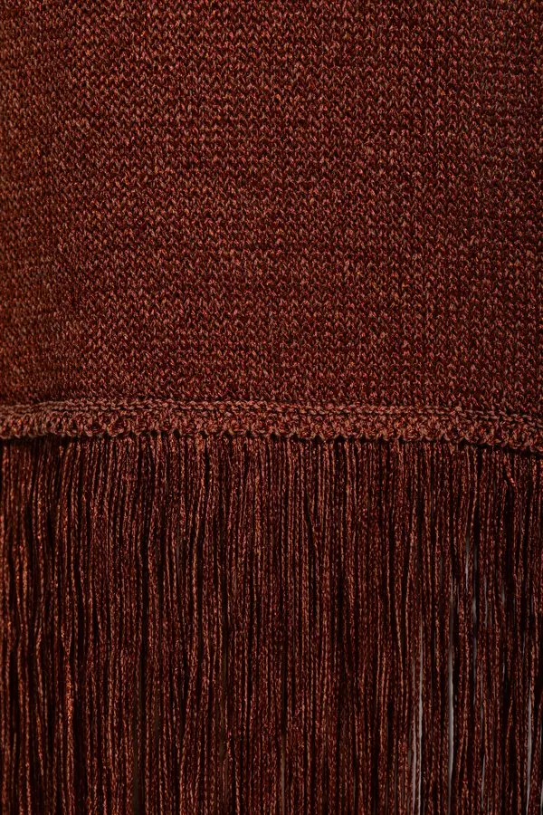 AKEP Fringe-trimmed Midi Dress