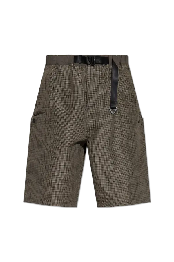 Comme Des Garçons Check Patterned Shorts With Belt - Brown