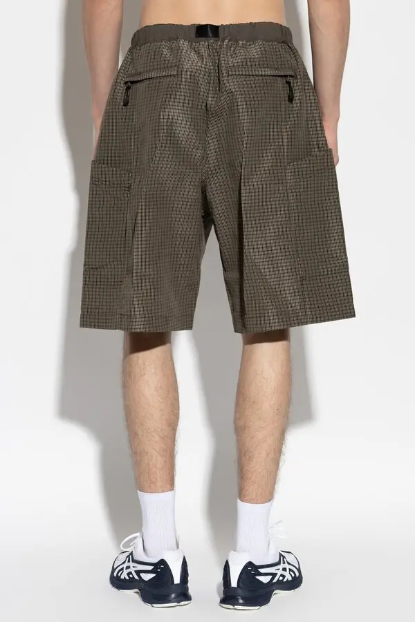 Comme Des Garçons Check Patterned Shorts With Belt - Brown