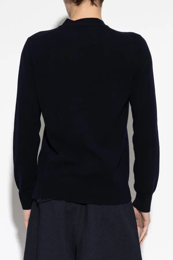 Play Comme Des Garcon Wool Cardigan With Patch - Grey