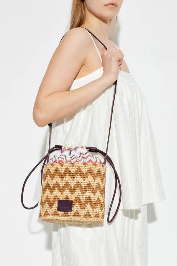 Missoni Small Shoulder Bag With Logo - Beige
