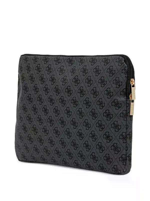 Guess Monogram-print Logo-plaque Laptop Bag - Grey