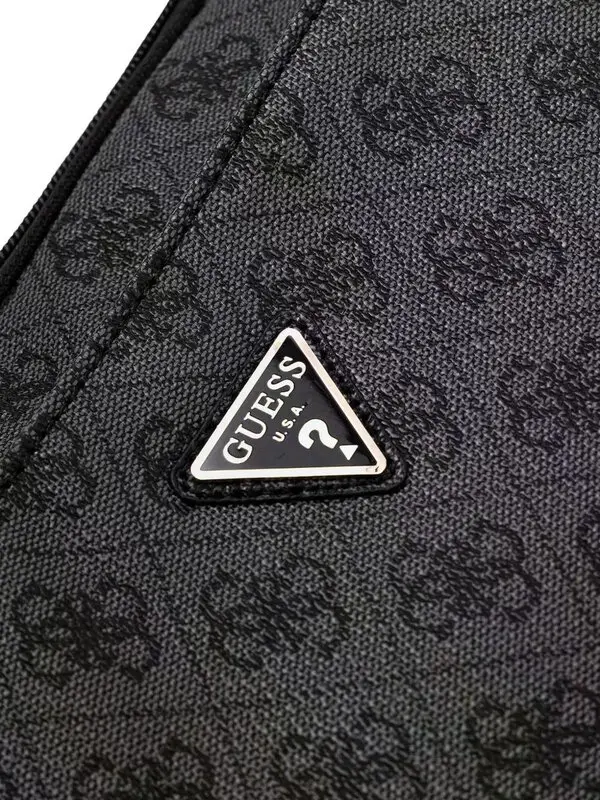 Guess Monogram-print Logo-plaque Laptop Bag - Grey
