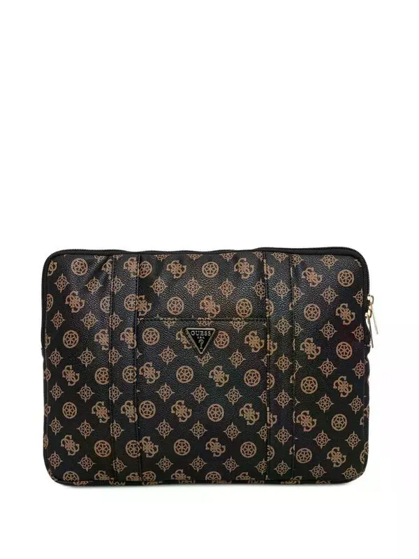 Guess Monogram Print Laptop Bag - Black