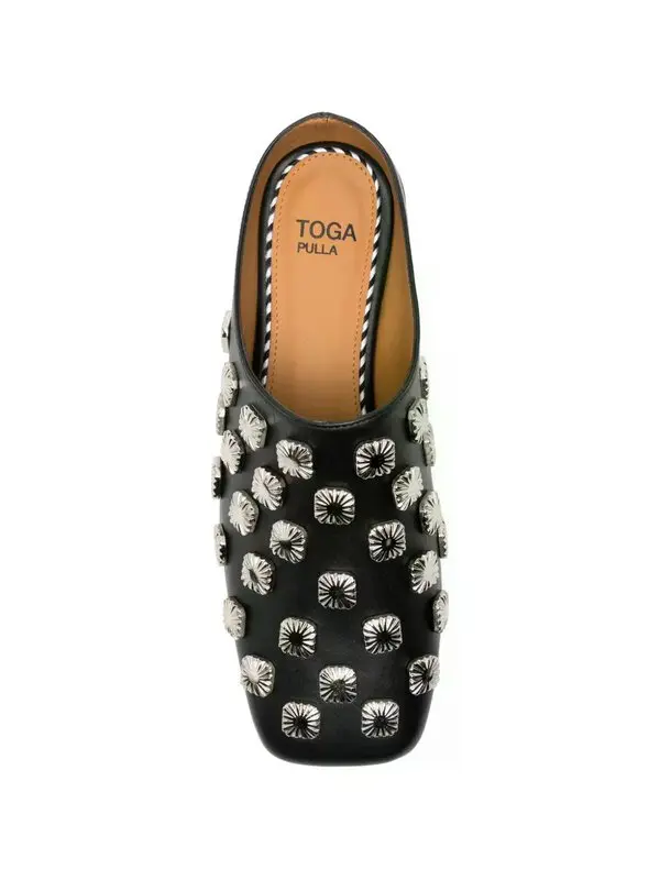 Toga Stud-embellished Leather Mules