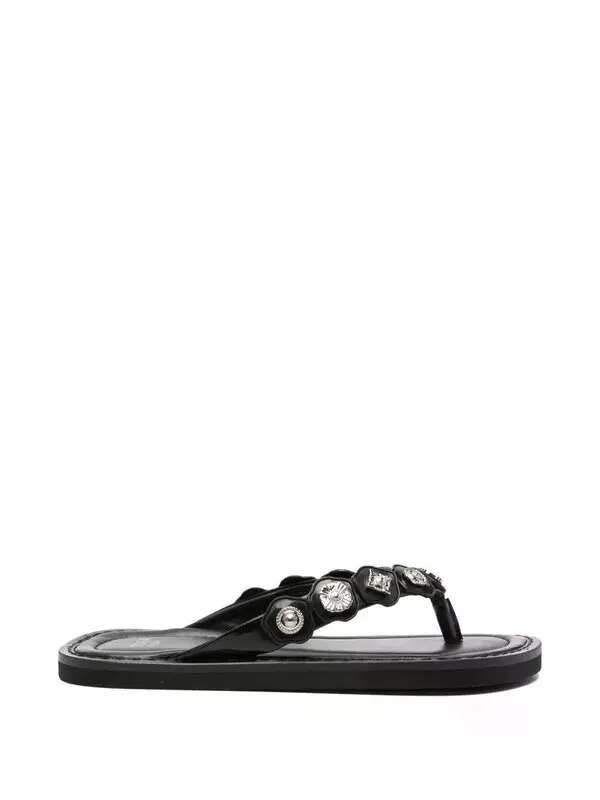 Toga Stud-embellished Leather Sandals - Black