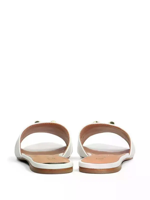 VIA ROMA 15 Logo Leather Flat Sandals