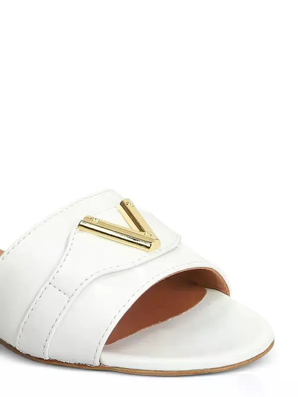 VIA ROMA 15 Logo Leather Flat Sandals