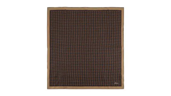 Brioni Houndstooth Pocket Square - Kaki