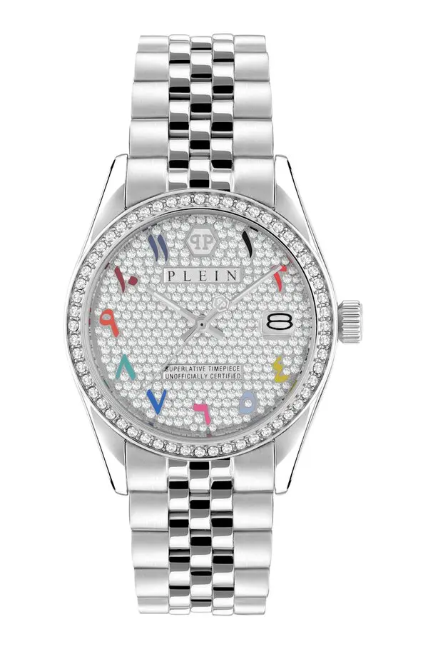 Philipp Plein Date Superlative Arabic Crystal Watch - Stainless Steel