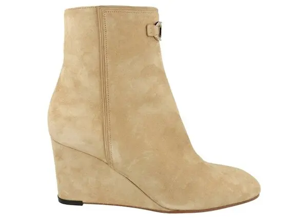 FERRAGAMO Catuja 70 Suede Ankle Booties - Bone