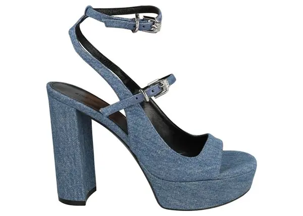 Givenchy Voyou Platform Denim Sandals - Medium Blue