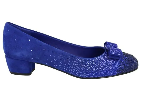 FERRAGAMO Vara Crystal-embellished Pumps - Blue