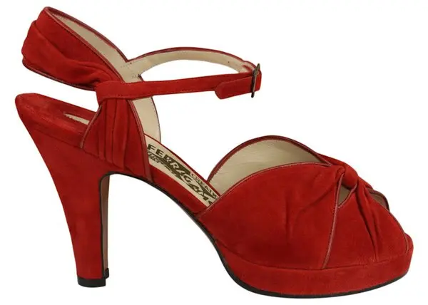 FERRAGAMO Ava Archive Limited Edition 1940's Heel Sandals - Red