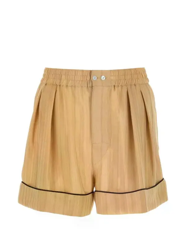 Saint Laurent Embroidered Silk Pajama Shorts - Neutrals