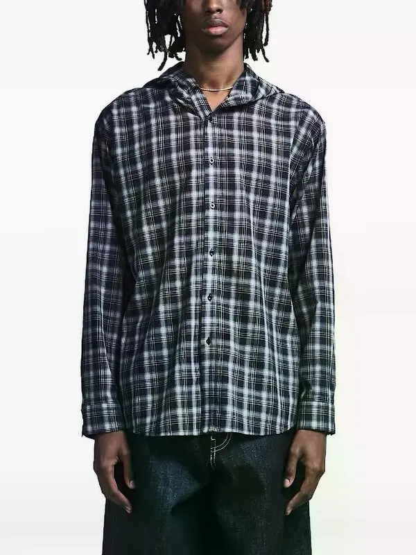SAUL NASH Check-print Hooded Shirt