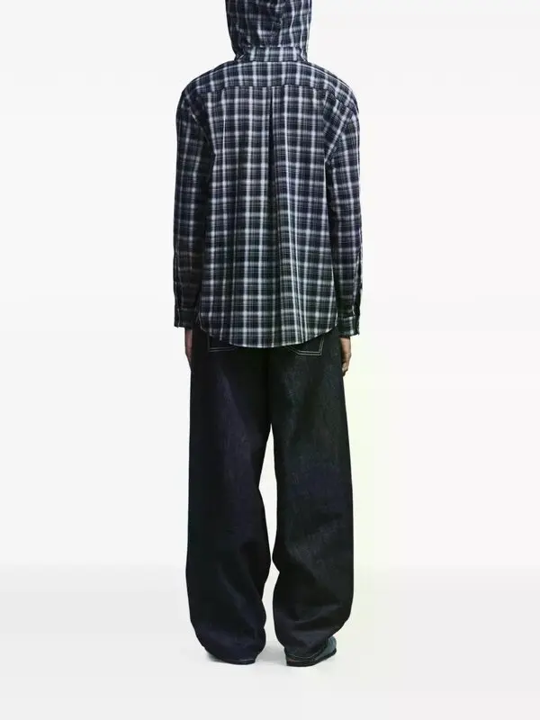 SAUL NASH Check-print Hooded Shirt