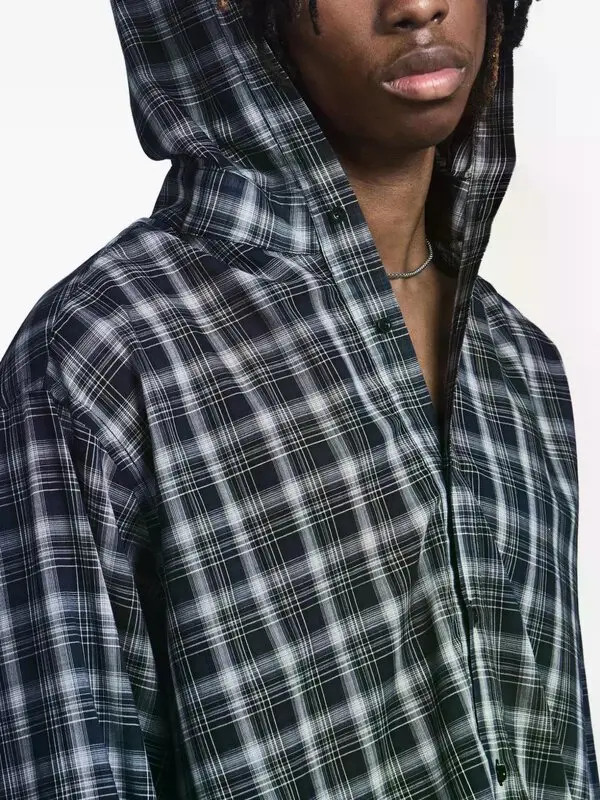SAUL NASH Check-print Hooded Shirt