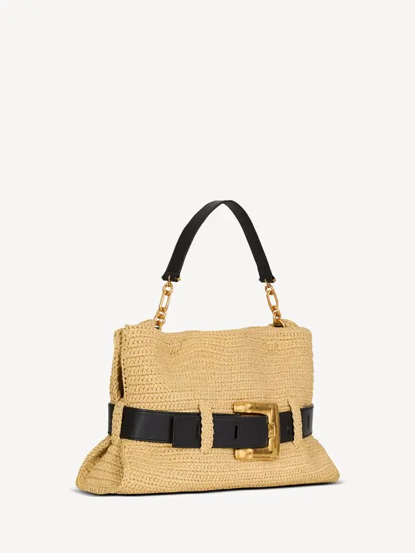 Balmain Medium Anthem Bag In Leather And Crochet