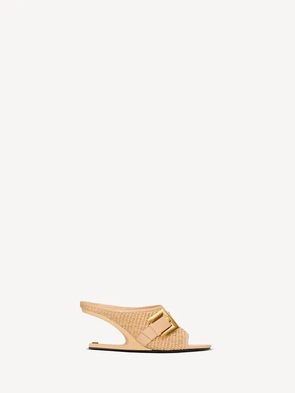 Balmain Anthem Raffia Mules - Beige