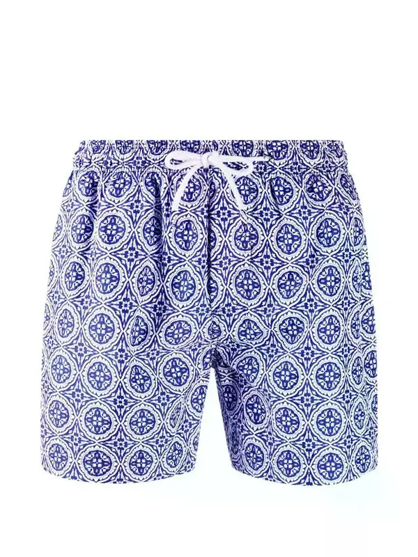 PENINSULA SWIMWEAR Geometric-print Swim Shorts - Blue