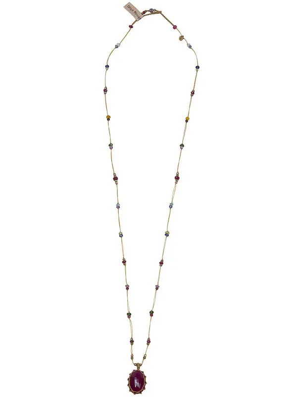 SHARING Long Tibetan V Pendant Necklace - Red