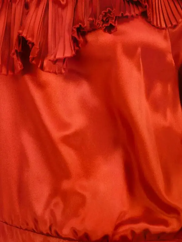 Saint Laurent Ruffled Asymmetric Silk Dress - Red