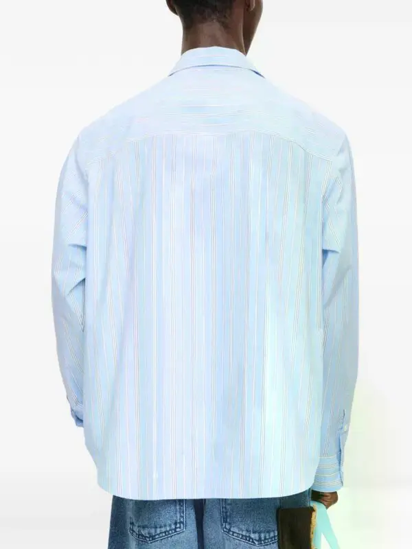 CHARLES JEFFREY Stripe-print Knotted-detail Shirt