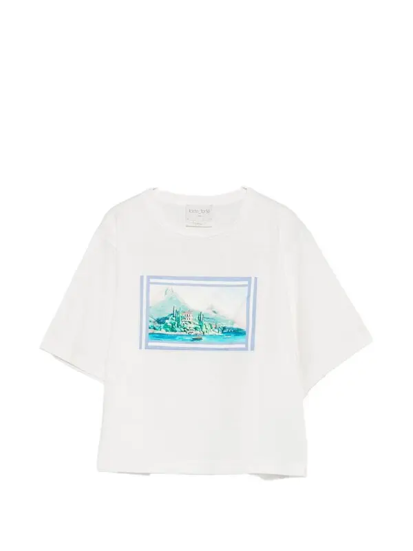 FORTE_FORTE Lake Como Print Cotton T-shirt - Sky Blue
