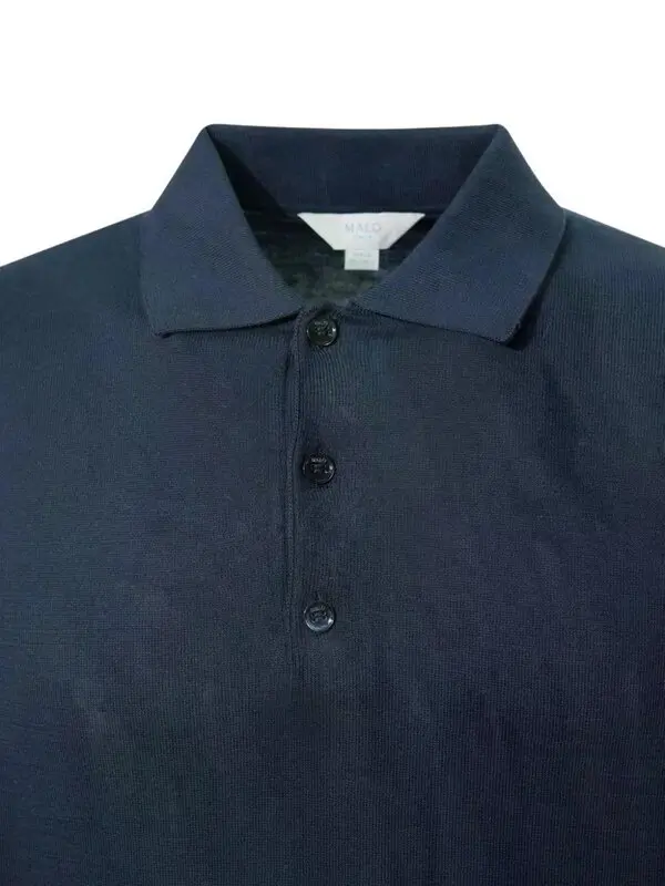 Malo Short-sleeve Knitted Polo Shirt - Blue