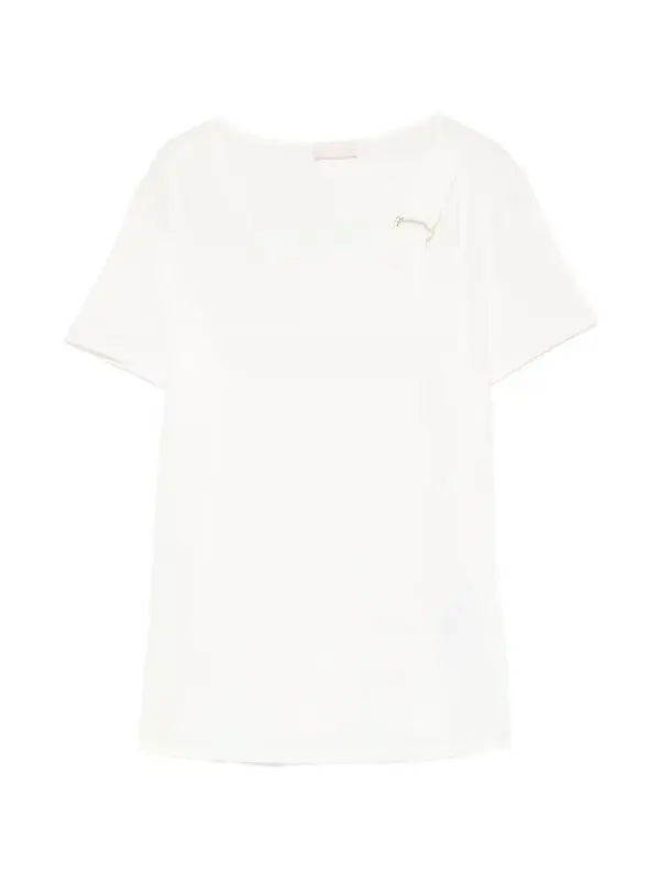 Liu Jo Cut-out Ring-detail T-shirt - Neutrals
