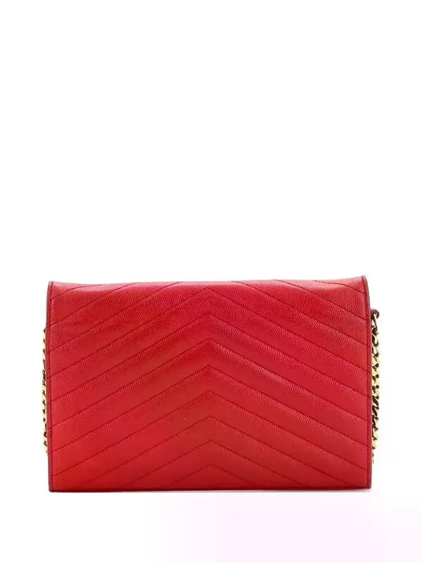 Saint Laurent Classic Monogram Wallet On Chain - Red