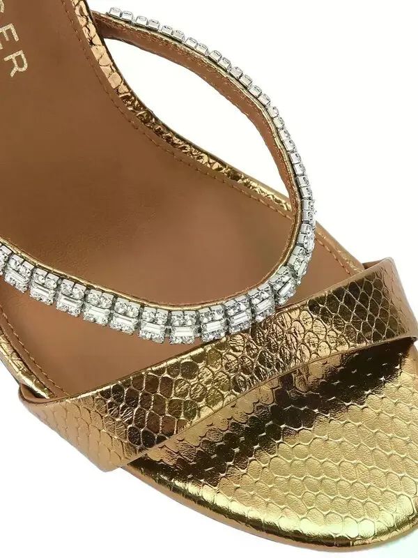 Kurt Geiger Crystal-embellished Snakeskin Effect Sandals - Gold