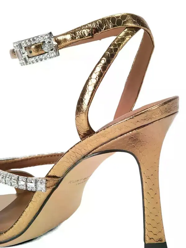 Kurt Geiger Crystal-embellished Snakeskin Effect Sandals - Gold