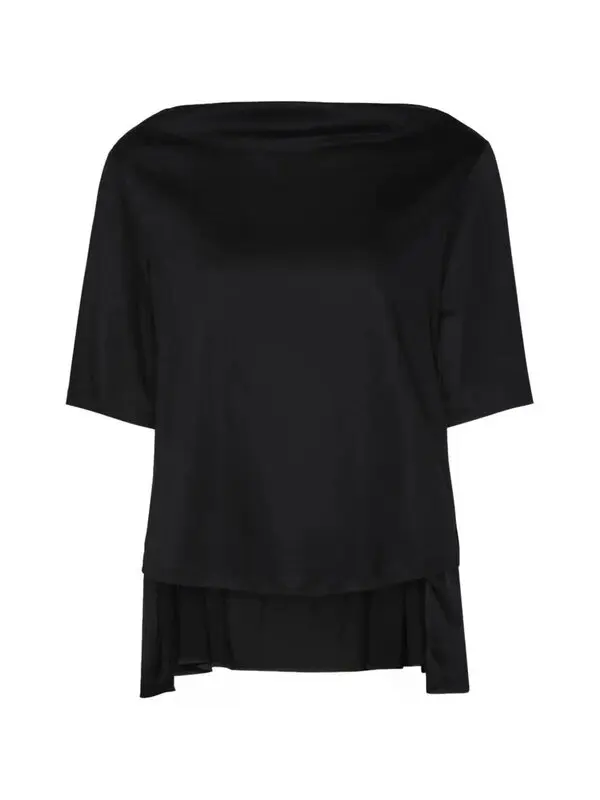 ELENA MIRO` Boat-neck Tiered Top - Black