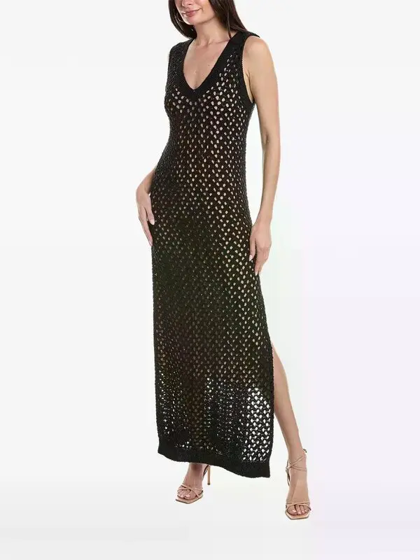Brunello Cucinelli Crochet-knit Sleeveless Maxi Dress - Black