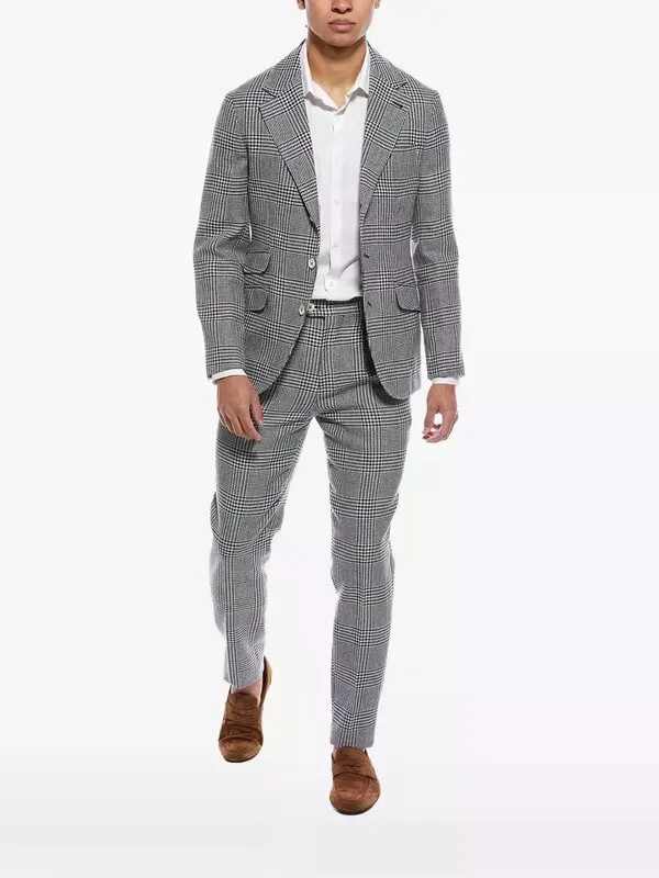 Brunello Cucinelli Prince Of Wales Check Tailored Suit - Grey