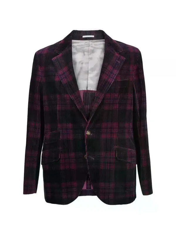 Brunello Cucinelli Plaid Corduroy Blazer - Purple