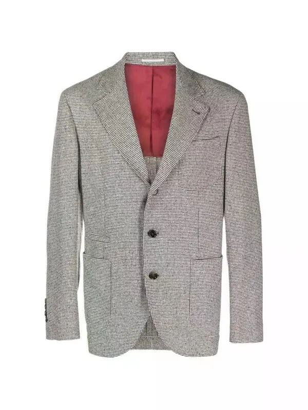 Brunello Cucinelli Houndstooth-pattern Blazer - Grey