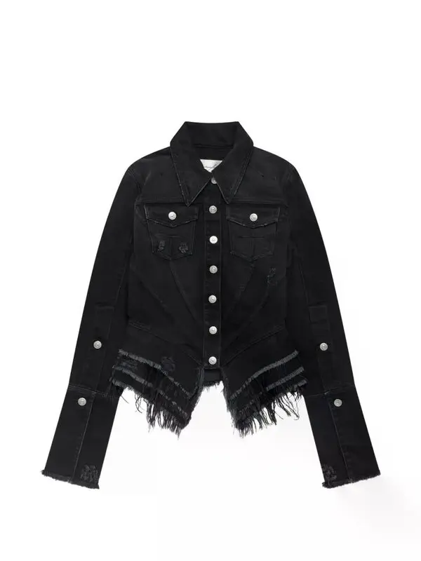 Matieres Fecales Frayed-edge Distressed Denim Jacket