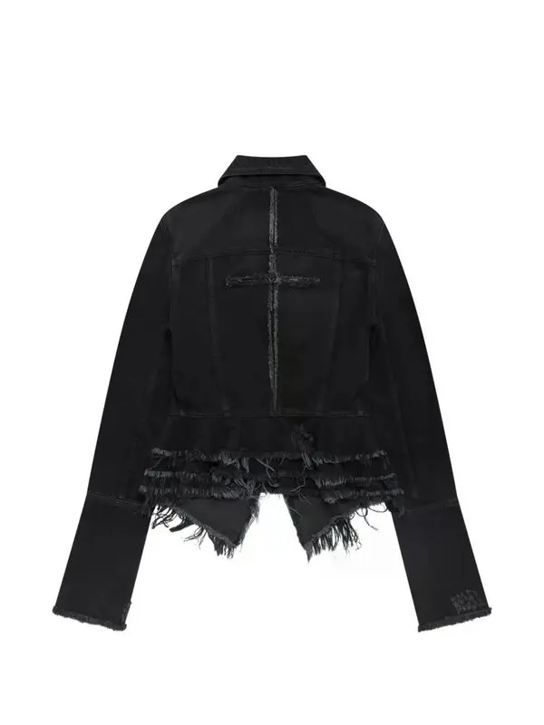 Matieres Fecales Frayed-edge Distressed Denim Jacket